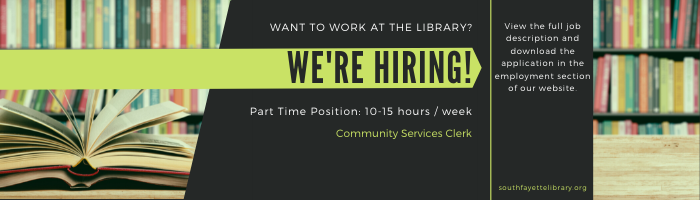 We’re Hiring! (Part-time) – South Fayette Township Library